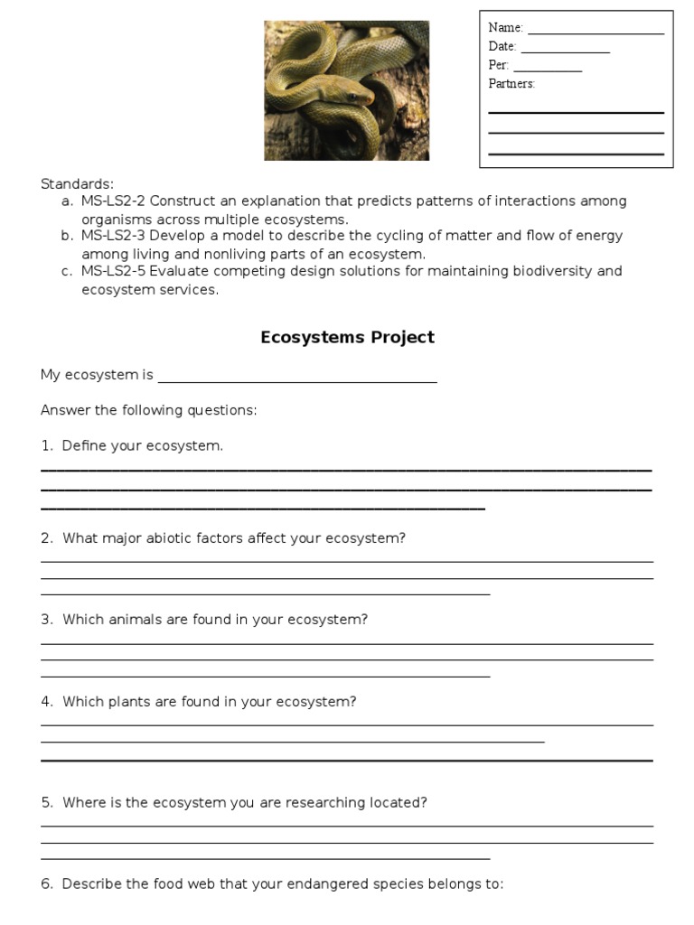 Ecosystems Project Checklist Rubric | PDF | Ecosystem | Ecosystem Services