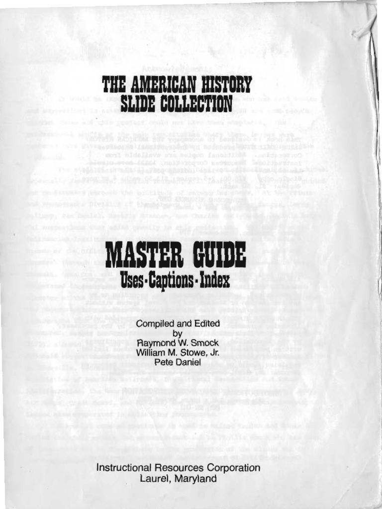 American History Slide Set Master Guide | PDF