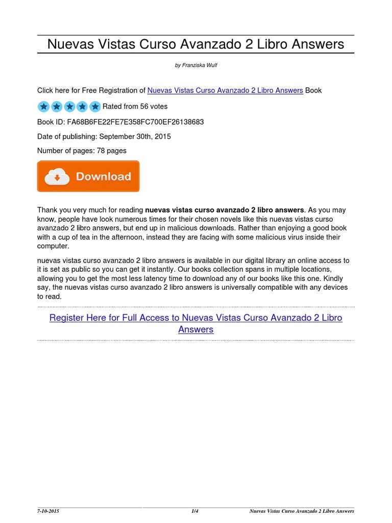 Nuevas Vistas Curso Avanzado 2 Answers | PDF | E Books | Portable ...