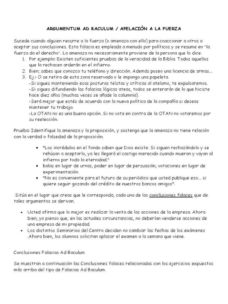 Argumentum Ad Baculum | PDF | Falacia | Lógica
