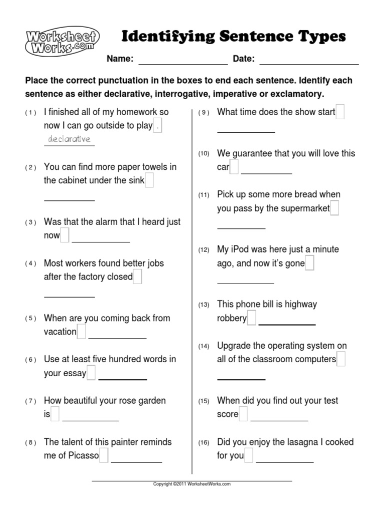 Identifying Sentence 4types 6 | PDF | Language Arts & Discipline