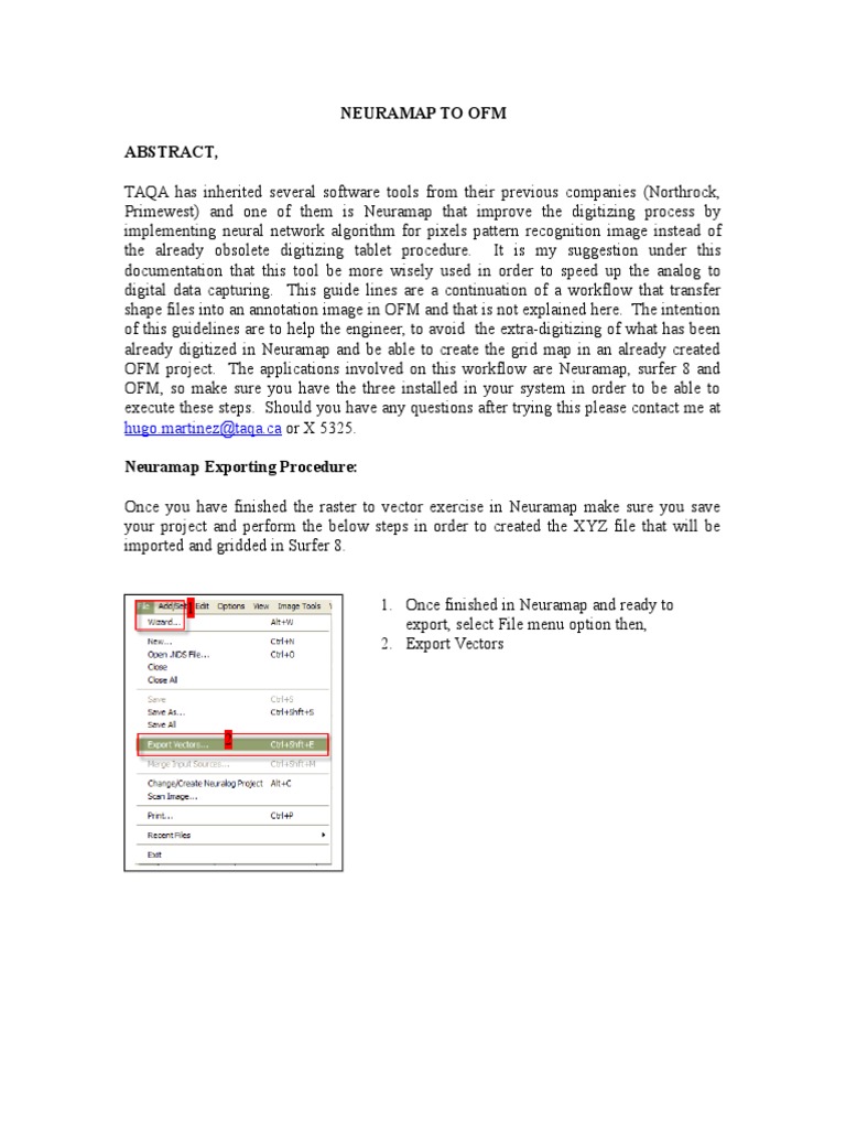 Neuramap To Ofm Abstract,: Hugo - Martinez@taqa - Ca | PDF | Digitizing ...