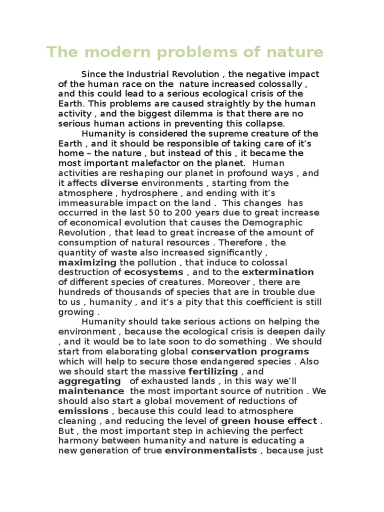 The Modern Problems of Nature | PDF