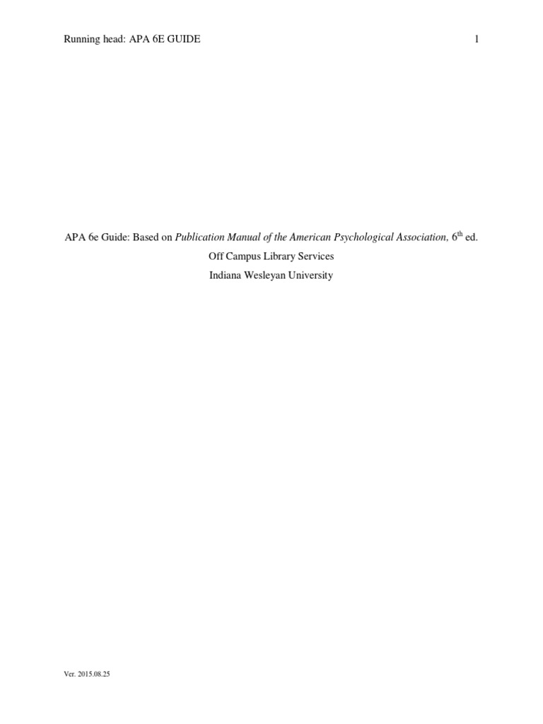Running Head: APA 6E GUIDE 1 | PDF | Digital Object Identifier | Citation