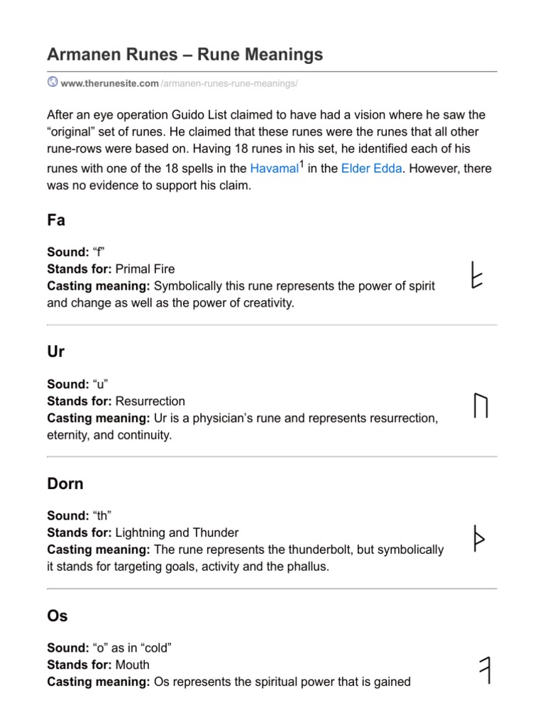 Armanen Runes Meanings | PDF | Runes | Dualism