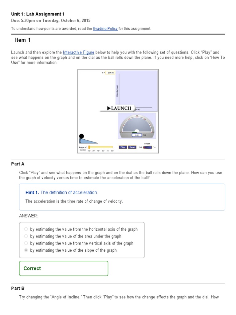 Mastering Physics - Unit 1 - Lab Assignment 1 | PDF | Force | Mass