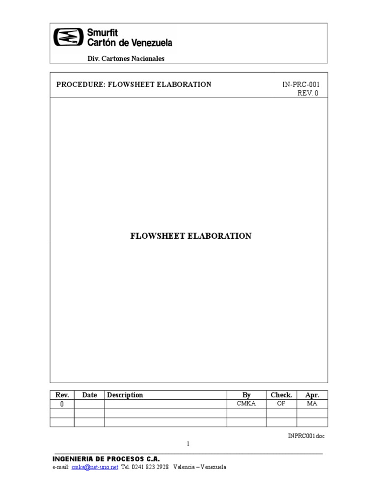Procedure Flowsheet Elaboration | PDF | Switch | Pipe (Fluid Conveyance)