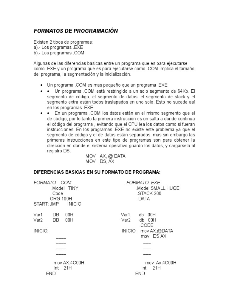 Formatos de Programacion | PDF