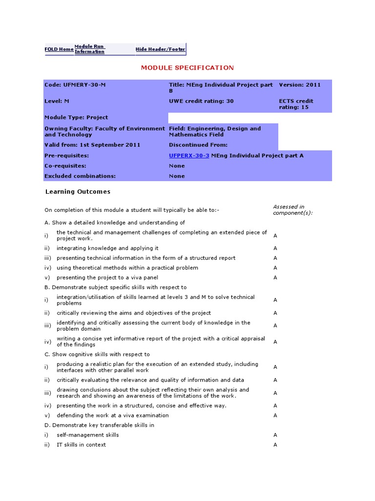 UFMERY-30-M MEng Individual Project Part B | PDF | Thesis | Educational Assessment