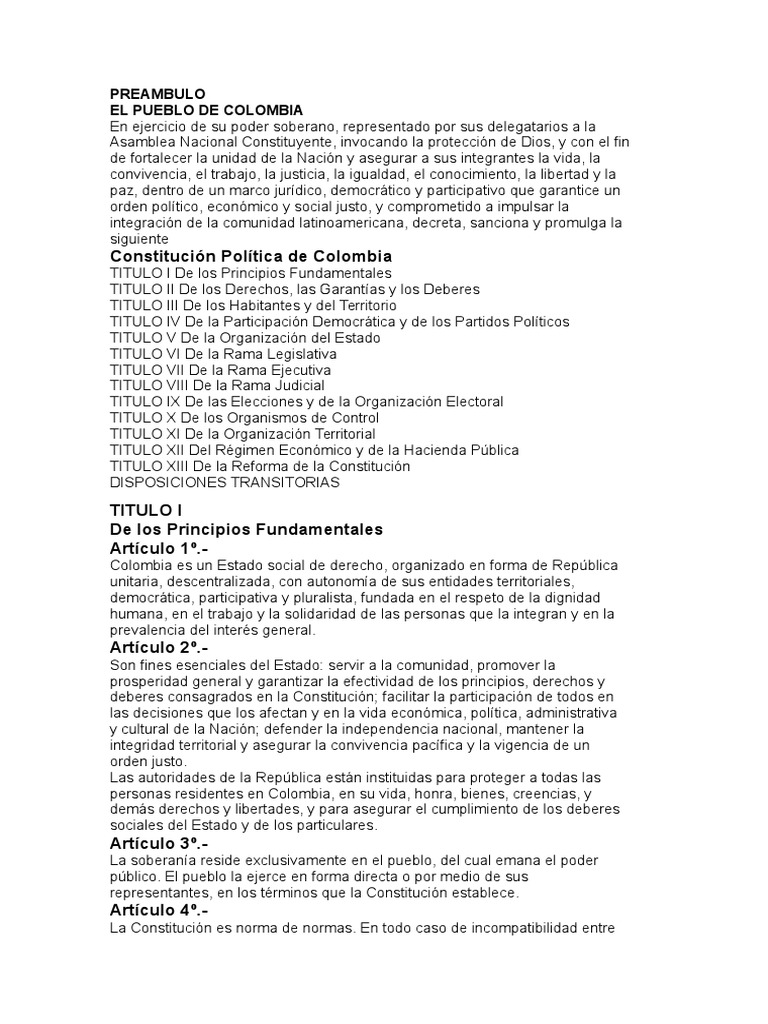 10 Primeros Articulos de La Constitucion | Constitución | Estado (política) 10 Primeros Articulos de La Constitucion | Constitución | Estado (política)