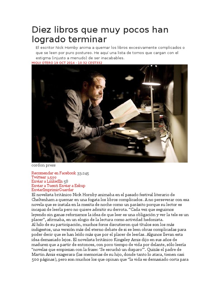 Diez Libros Que Muy Pocos Han Logrado Terminar Pdf Crimen Y Castigo