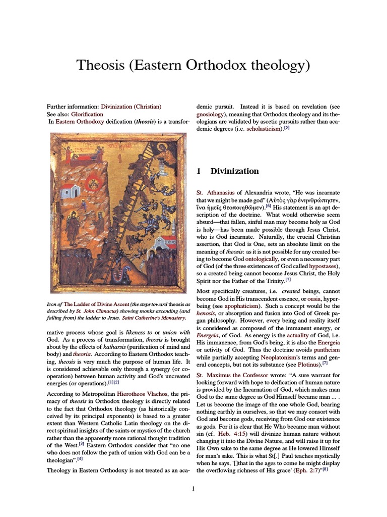 Theosis (Eastern Orthodox Theology) | Theoria | Christian ...