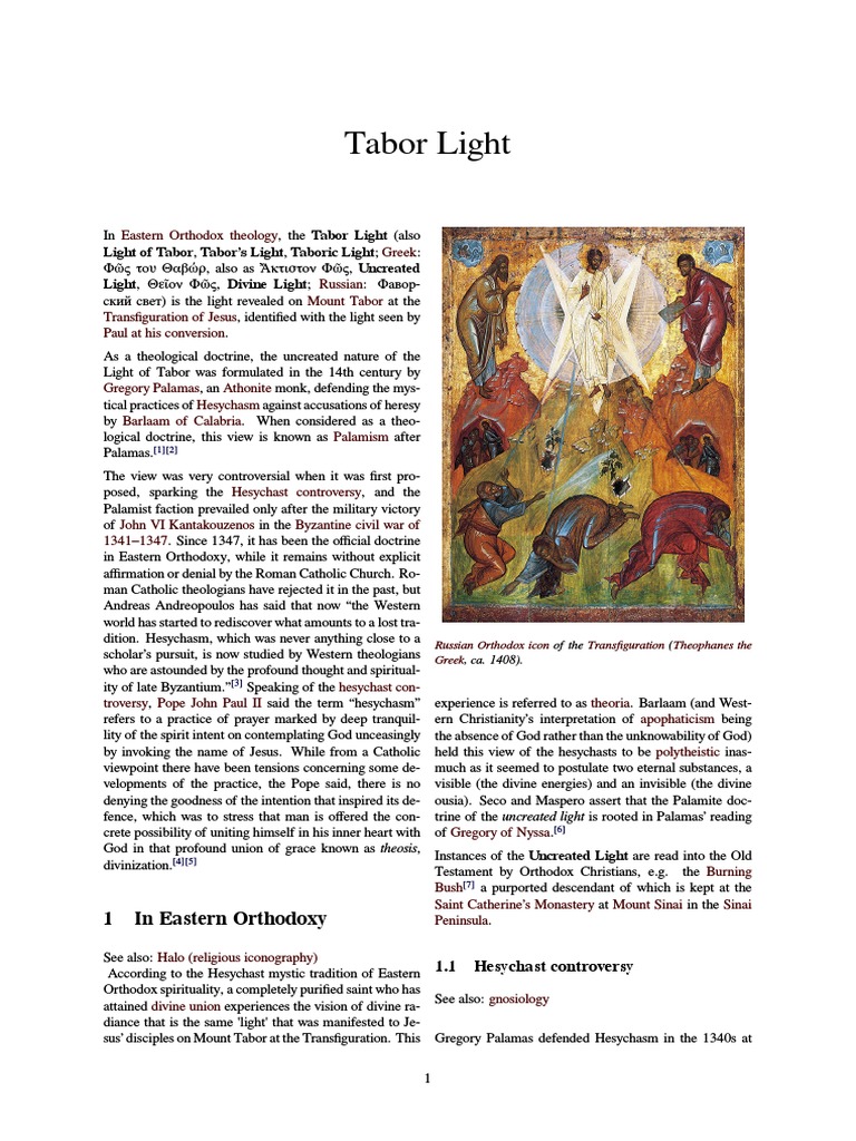 Tabor Light: 1 in Eastern Orthodoxy | Download Free PDF | Religious ...