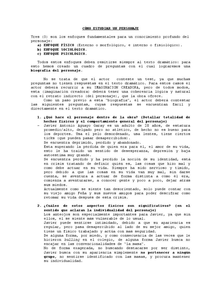 Estudio de Personaje: Javier Aguayo | PDF | Chile | Depresión (estado ...