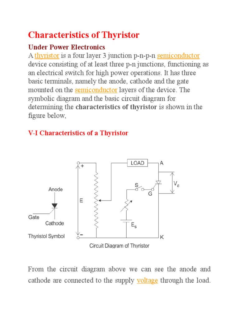 Characteristics of Thyristor | Bipolar Junction Transistor | P–N Junction