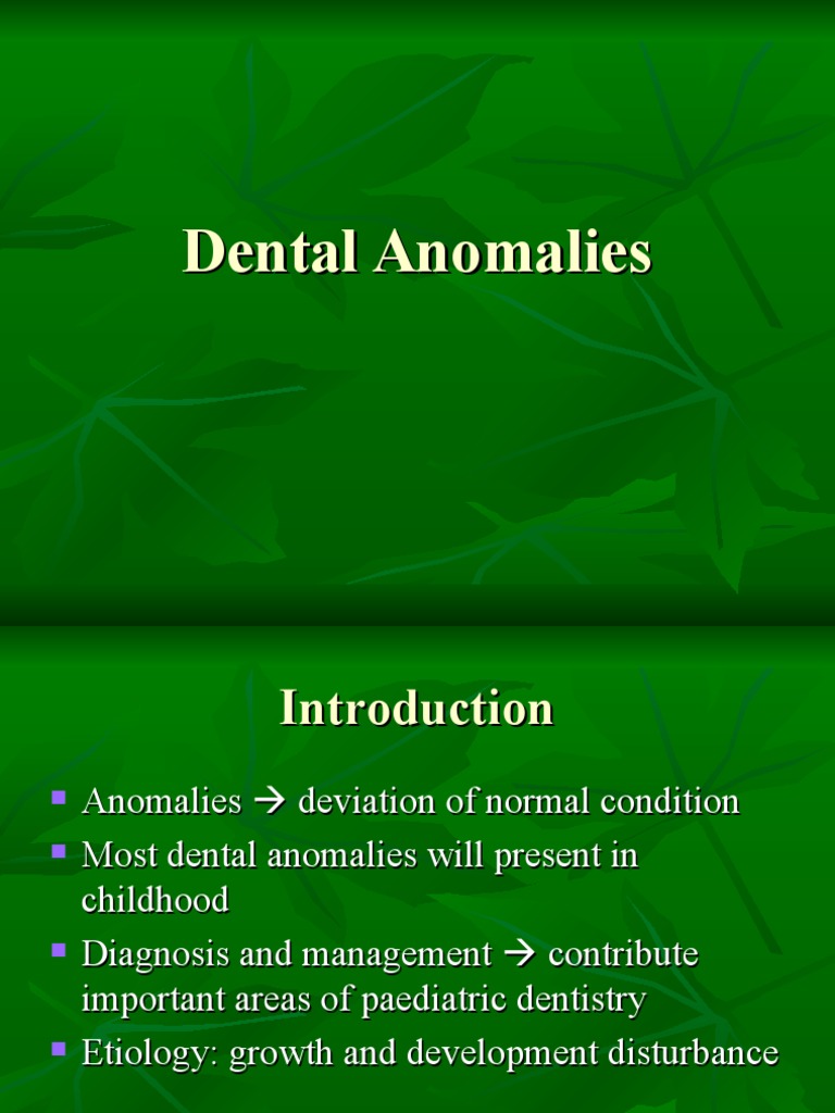 Pediatric Dental Anomalies Guide | PDF | Tooth Enamel | Tooth