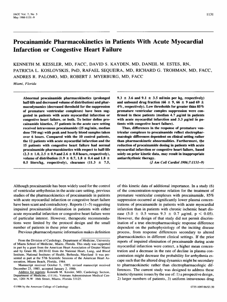 Review Jurnal Procainamid | PDF | Myocardial Infarction | Heart Failure