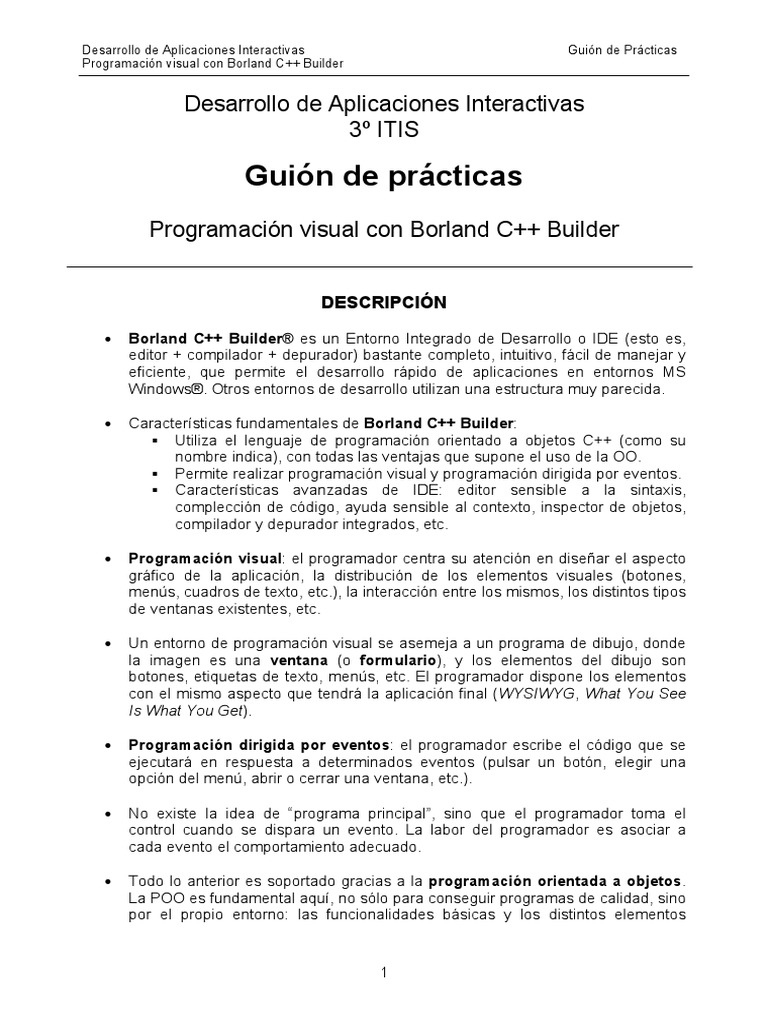 Programacion Visual Con C Builder | PDF | C ++ | Entorno de desarrollo ...