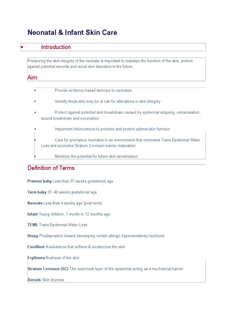 Promoting Optimal Skin Integrity in Neonates and Infants: A Guide to ...