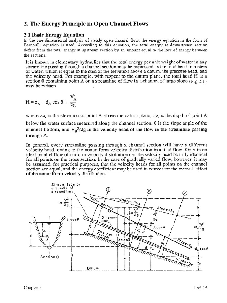 Specific Energy in Open Channel Flow | PDF | Equations | Velocity