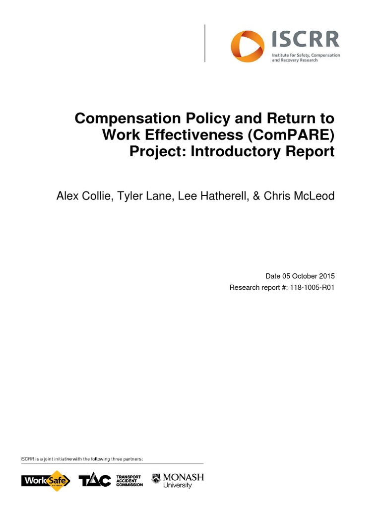 118 Compensation Policy and Return To Work Effectiveness (ComPARE ...