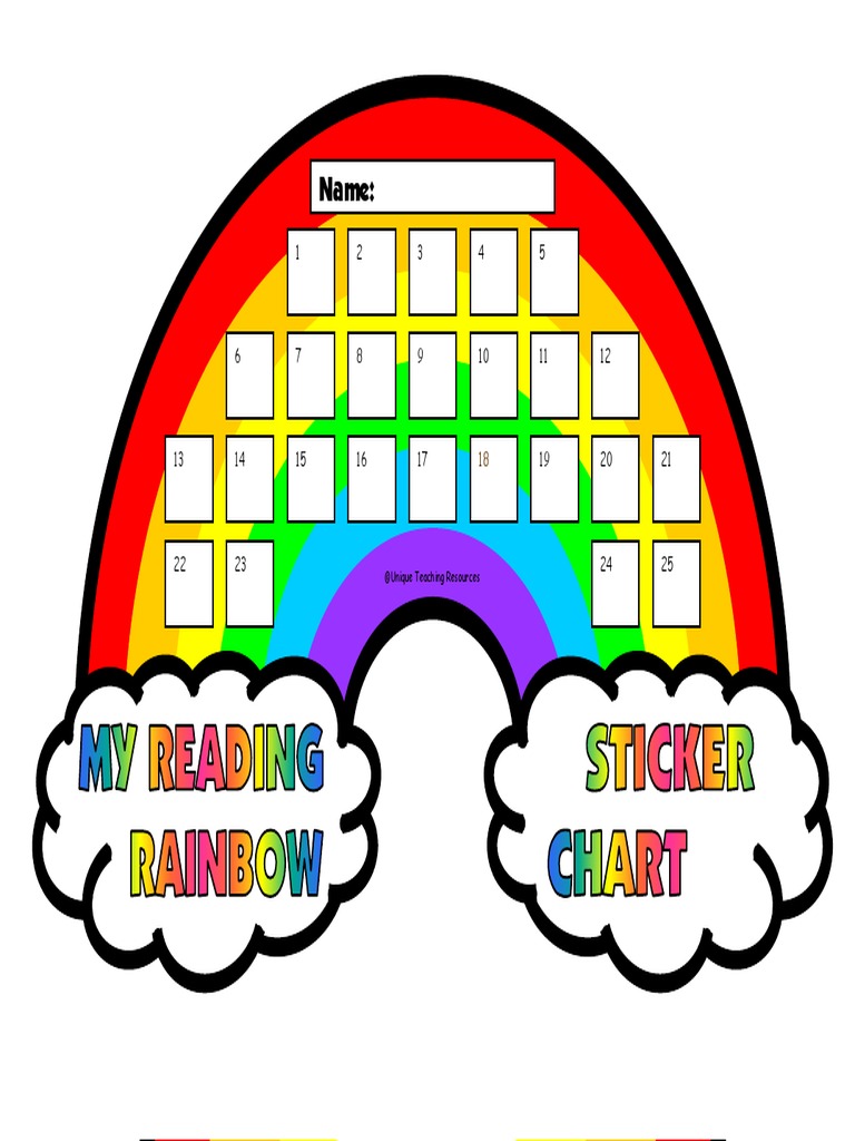 1 Reading Rainbow Sticker Chart | PDF | Finance & Money Management