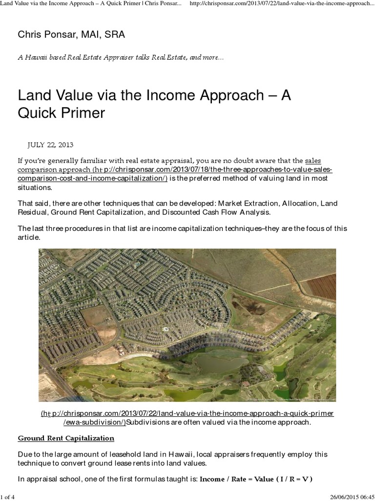 Land Value Primer | PDF | Real Estate Appraisal | Discounted Cash Flow