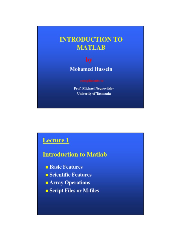 Introduction To Matlab: Mohamed Hussein | PDF | Trigonometric Functions | Matlab