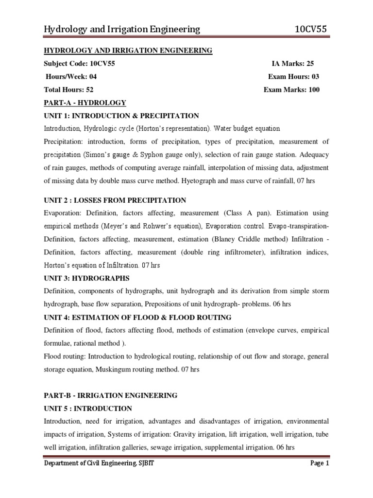 Civil-V-hydrology and Irrigation Engineering (10cv55) - Notes | PDF ...