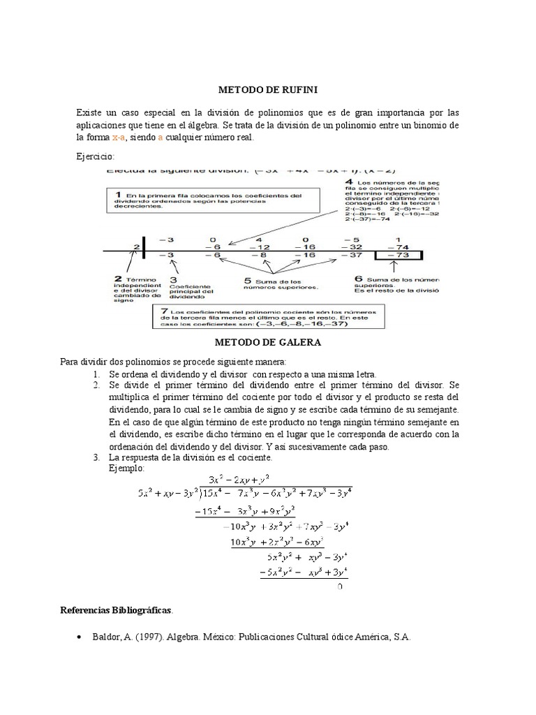 División de Polinomios: Método de Galera | PDF | Artes del Lenguaje y ...
