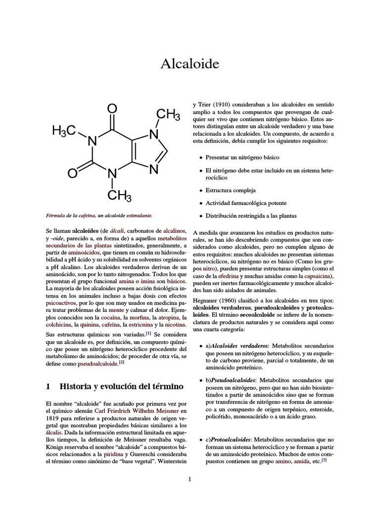 Clasificación y Estructura de Alcaloides | PDF | Alcaloide | Productos ...