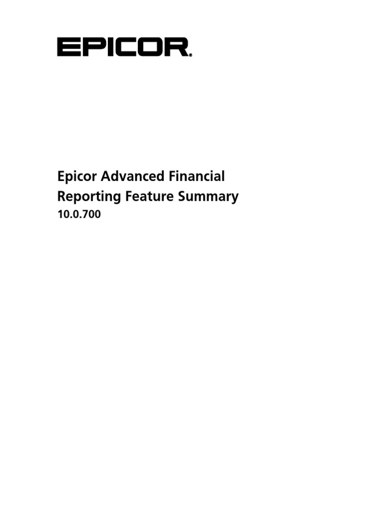 Epicor Advanced Financial Reporting Feature Summary | Download Free PDF ...