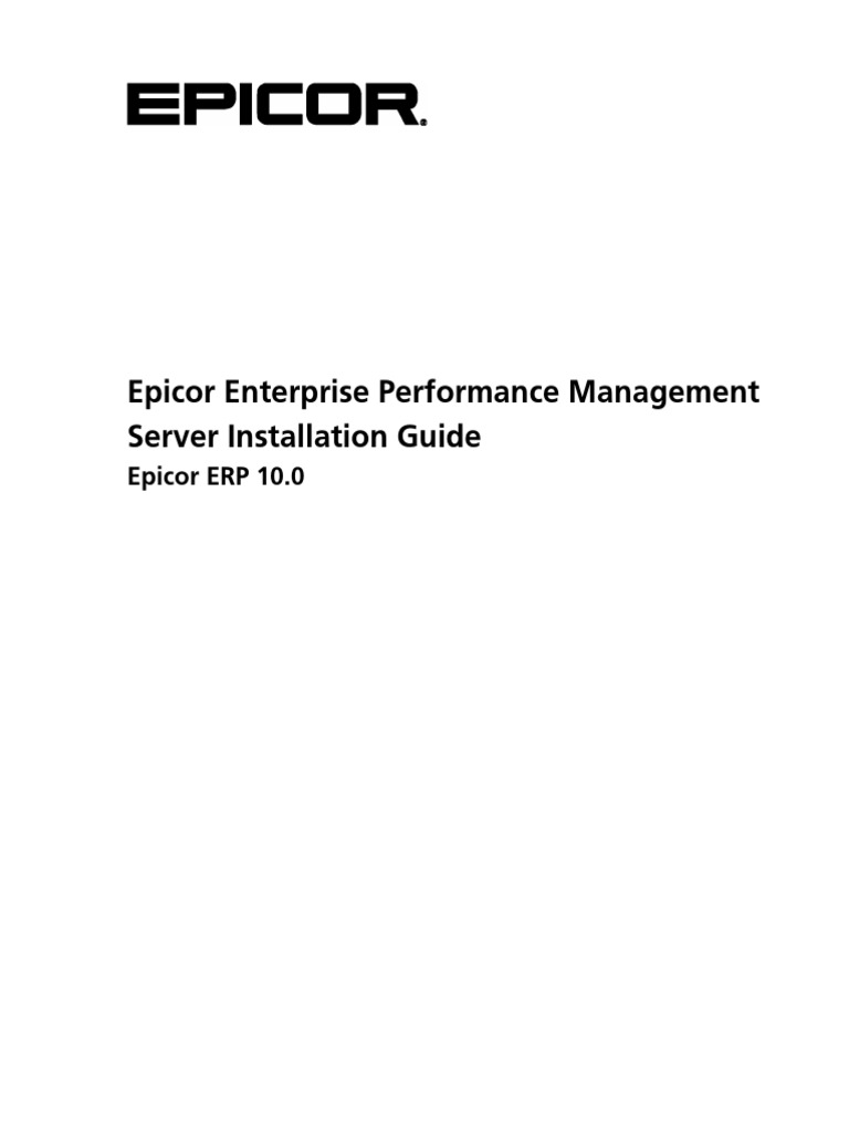 Epicor Enterprise Performance Management Server Installation Guide ...