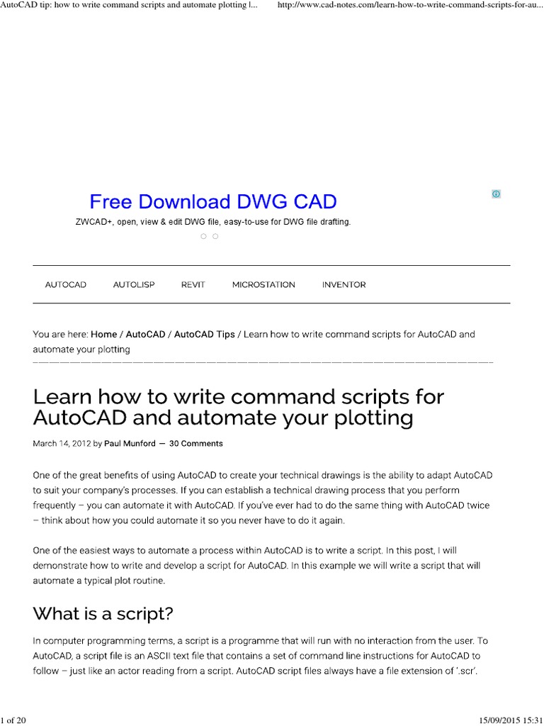 AutoCAD Tip - How To Write Command Scripts and Automate Plotting ...