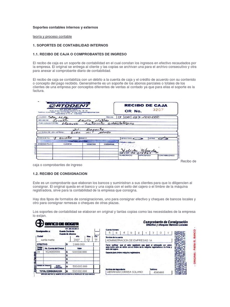 Soportes Contables Internos y Externos | Contabilidad | Factura