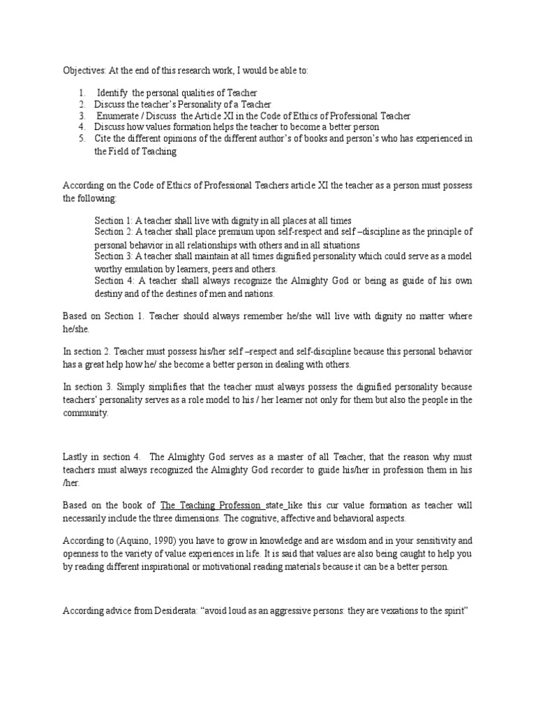 Code of Ethics of Professional Teachers | PDF | Teachers | Leadership