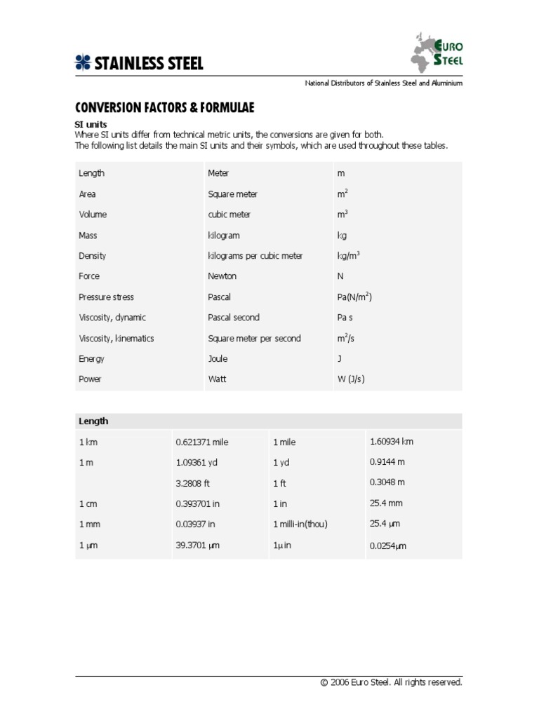 18 Conversion Factors-Formulae | PDF | Litre | Viscosity