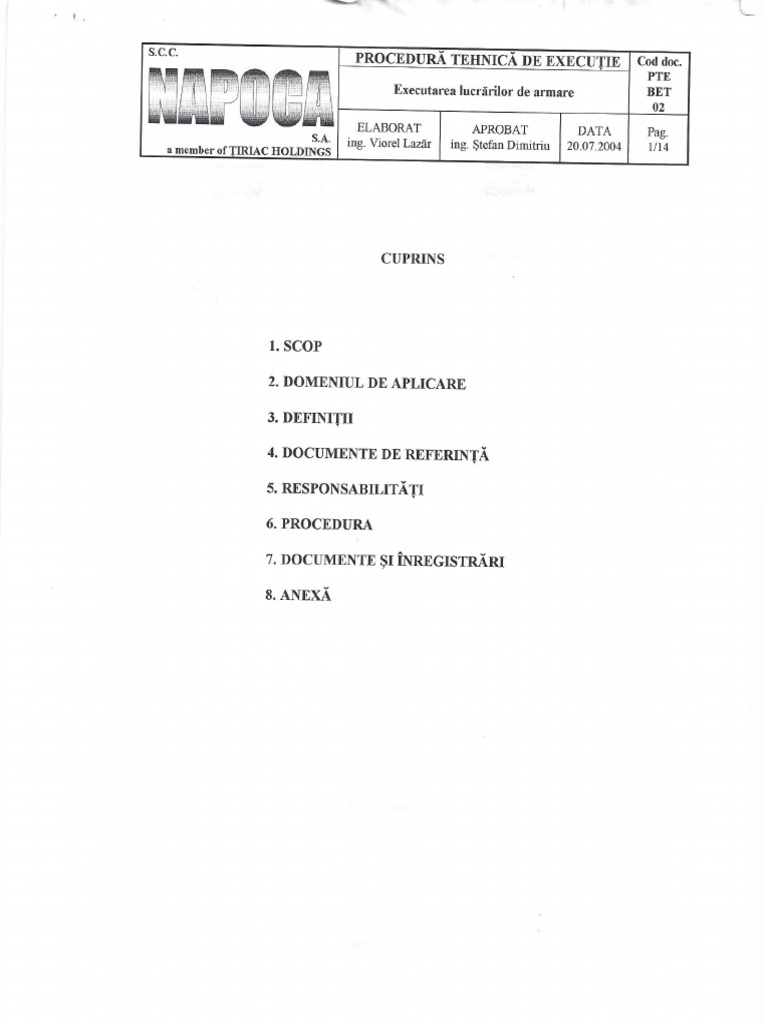 Procedura Tehnica de Executie | PDF