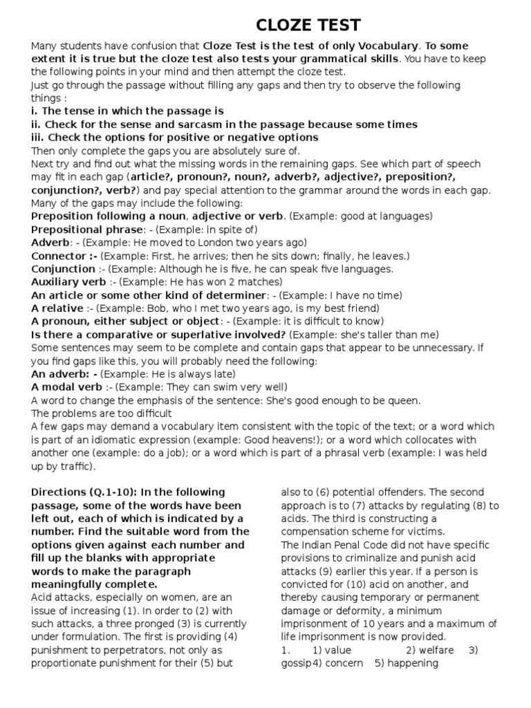 Understanding Cloze Tests: Insights into Effective Strategies for ...