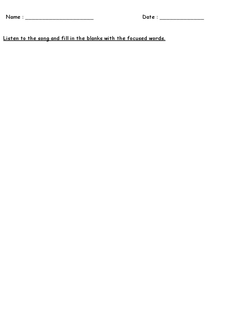 Jungle Song Fill-in-the-Blanks Activity | PDF | Foreign Language ...