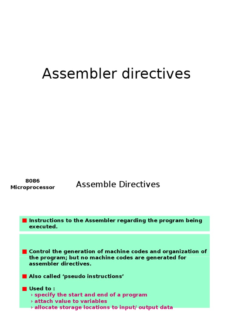 Assembler Directives Pdf Assembly Language String Computer Science 6347