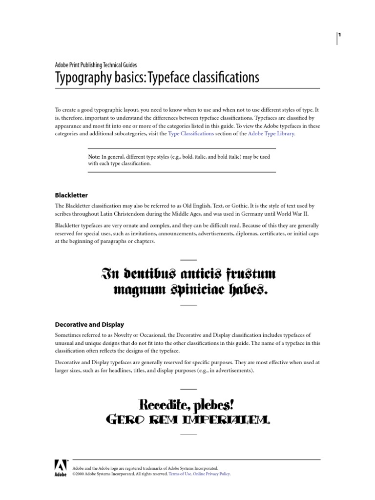 Typeface Classifications | PDF | Typefaces | Serif