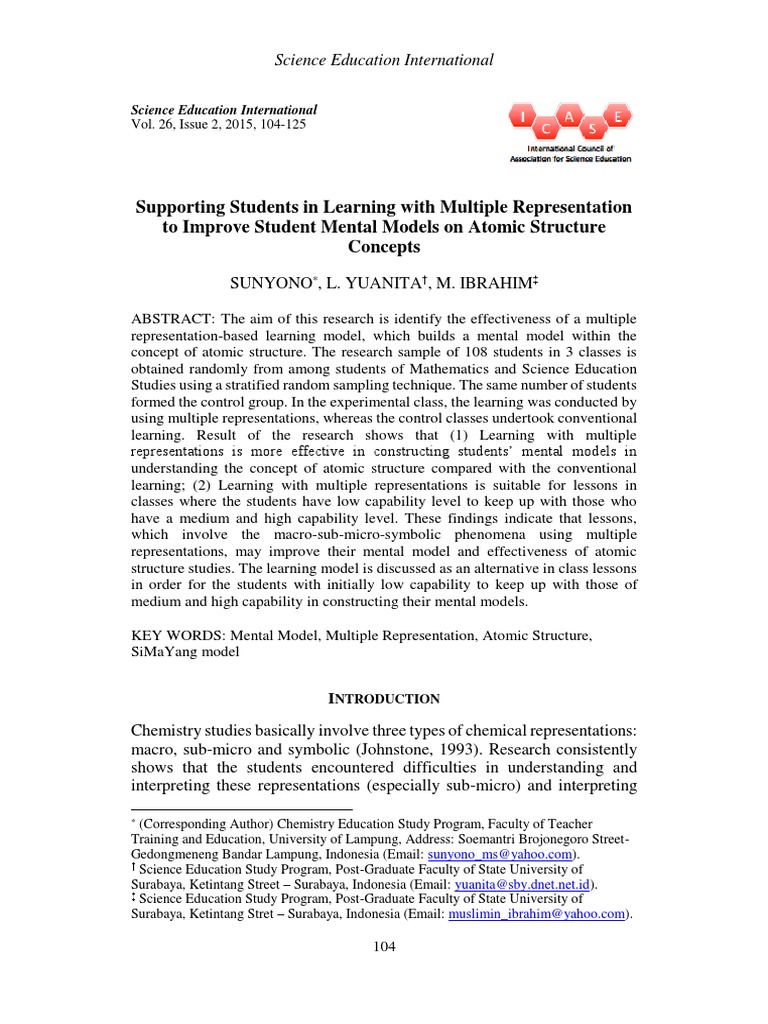 Supporting Students in Learning With Multiple Representation To Improve Student Mental Models On ...
