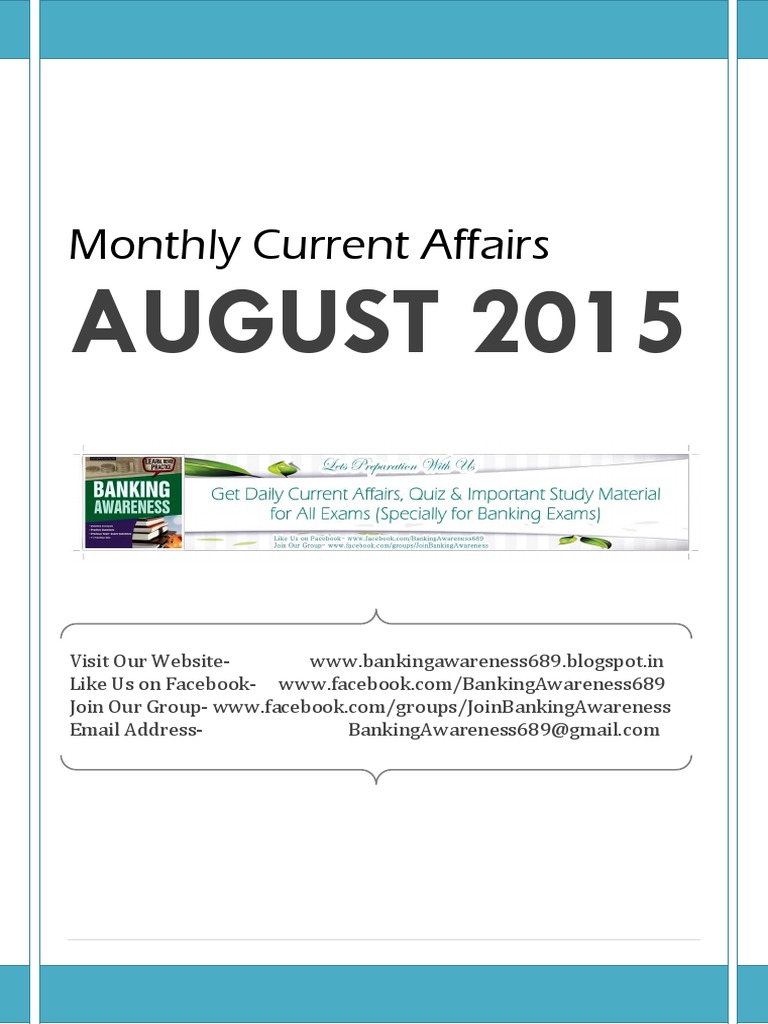 August 2015 Current Affairs | PDF | Non Bank Financial Institution ...