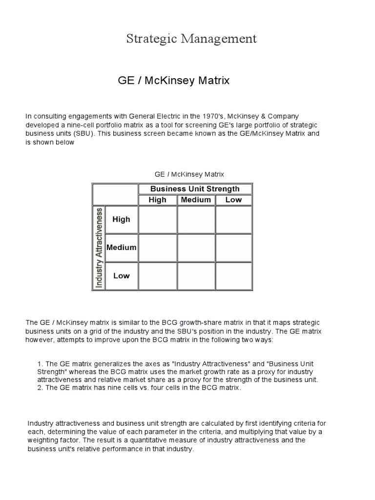 GE _ McKinsey Matrix_ADK | Mc Kinsey & Company | Matrix (Mathematics)