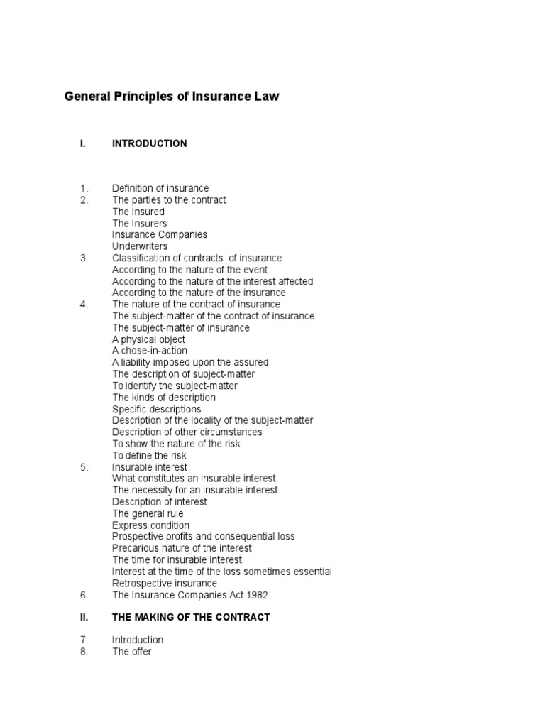 General Principles of Insurance Law | PDF | Law Of Agency | Subrogation