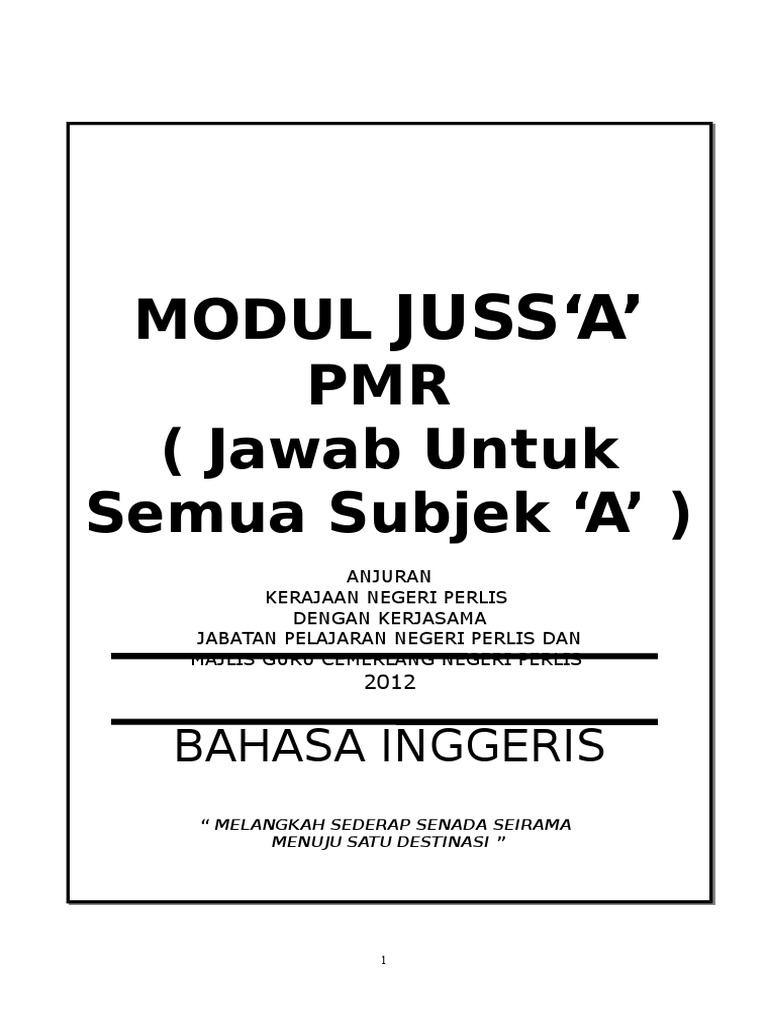 Modul PMR (Jawab Untuk Semua Subjek A') | PDF | Noun | Grammatical Tense