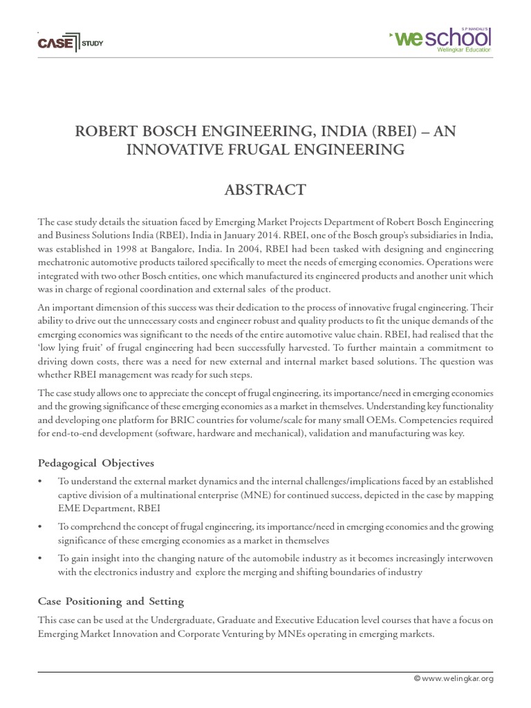 Robert Bosch Engineering, India (RBEI) - An Innovative Frugal ...