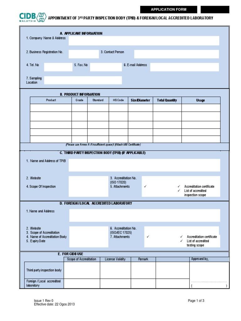 CIDB Enquiry Form - Final - Sept 2013 | Download Free PDF | Evaluation ...