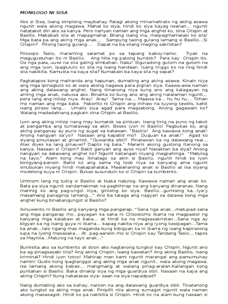 Ang Hinagpis Ni Sisa | PDF